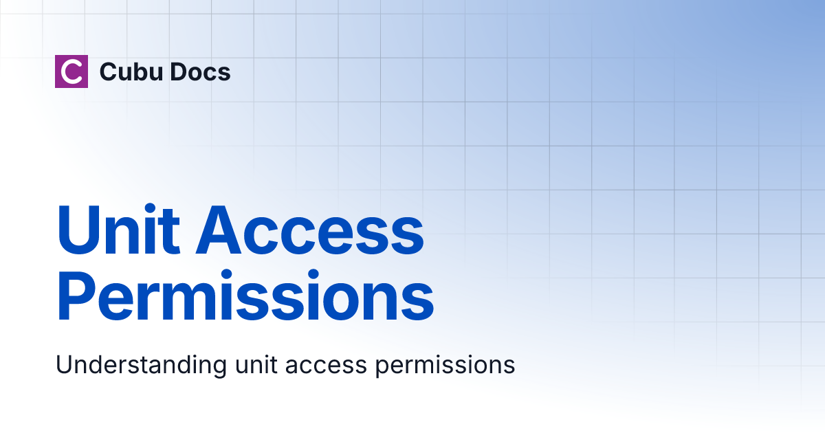 Unit Access Permissions | Cubu Docs